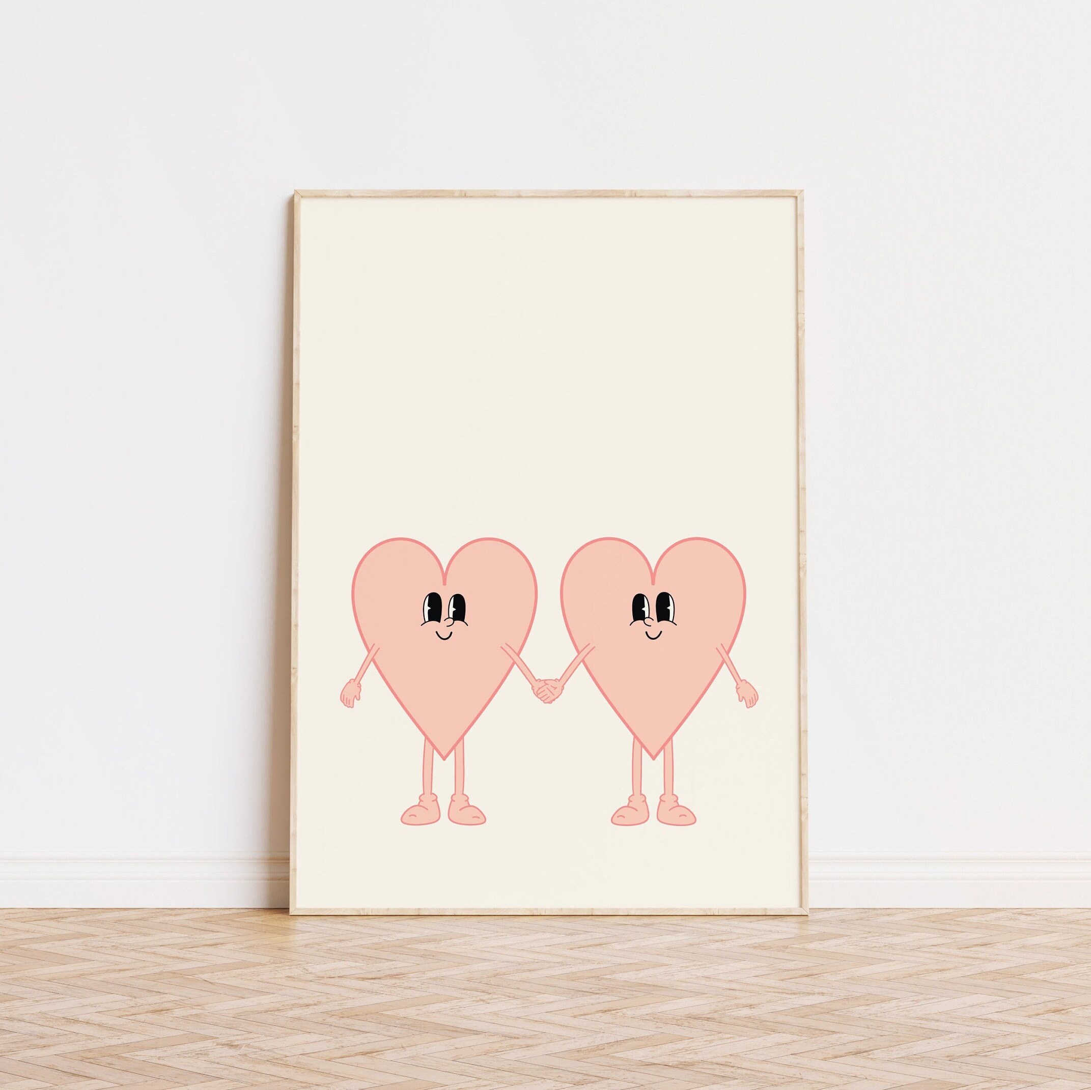 Heart Poster Trendy Poster Retro Character Print 70's - Etsy