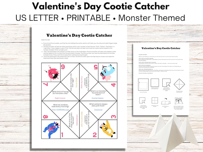 Printable Fortune Teller, Party Games for Kids, Valentine Party Game ...