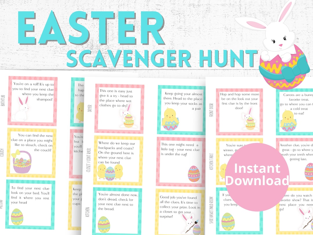 Easter Scavenger Hunt for Kids, Easter Basket Hunt, Easter Scavenger ...