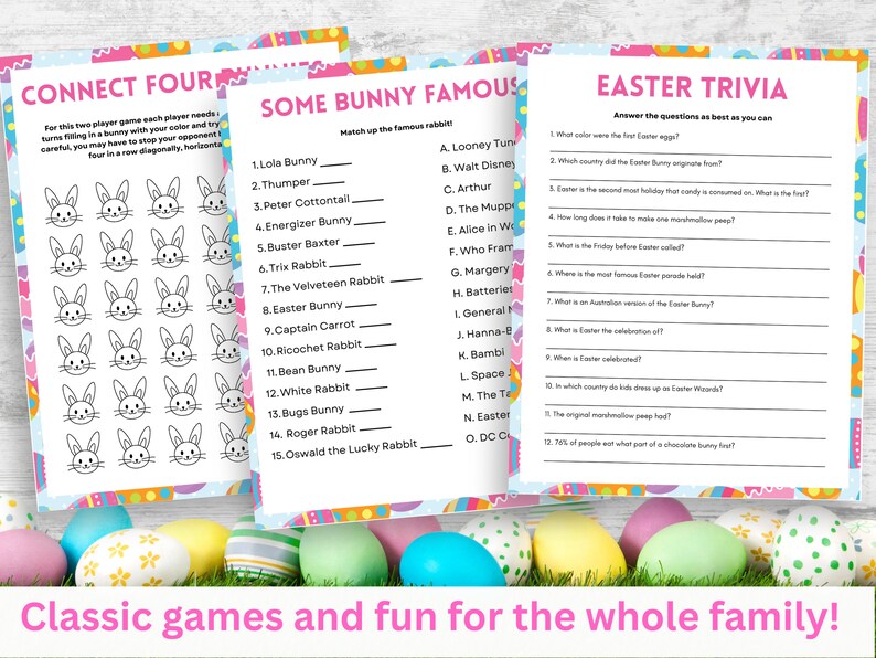 Printable Easter Games, Easter Trivia Game, Easter Scavenger Hunt ...