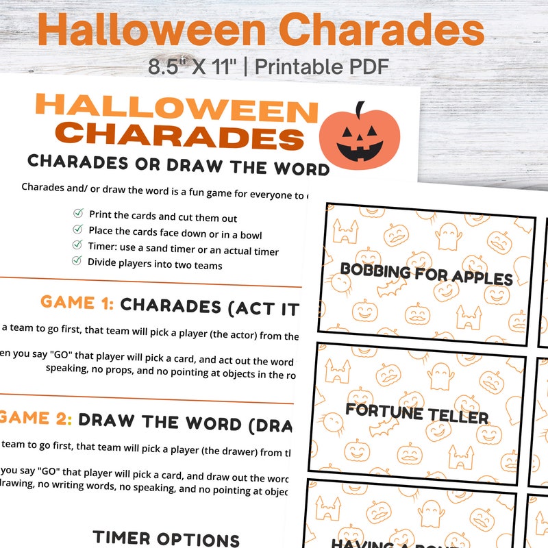 Halloween Charades Games - Etsy