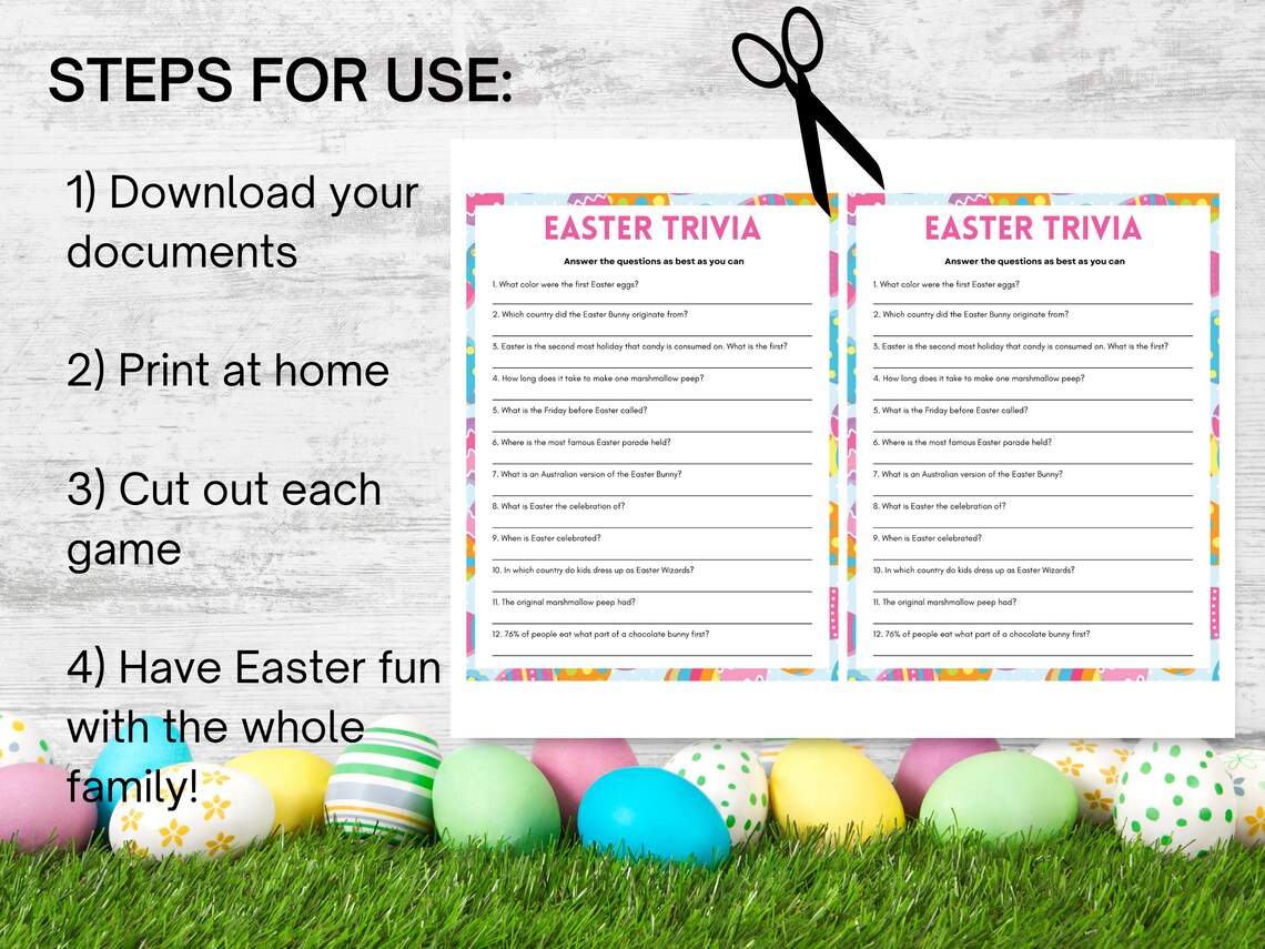 Printable Easter Games, Easter Trivia Game, Easter Scavenger Hunt ...