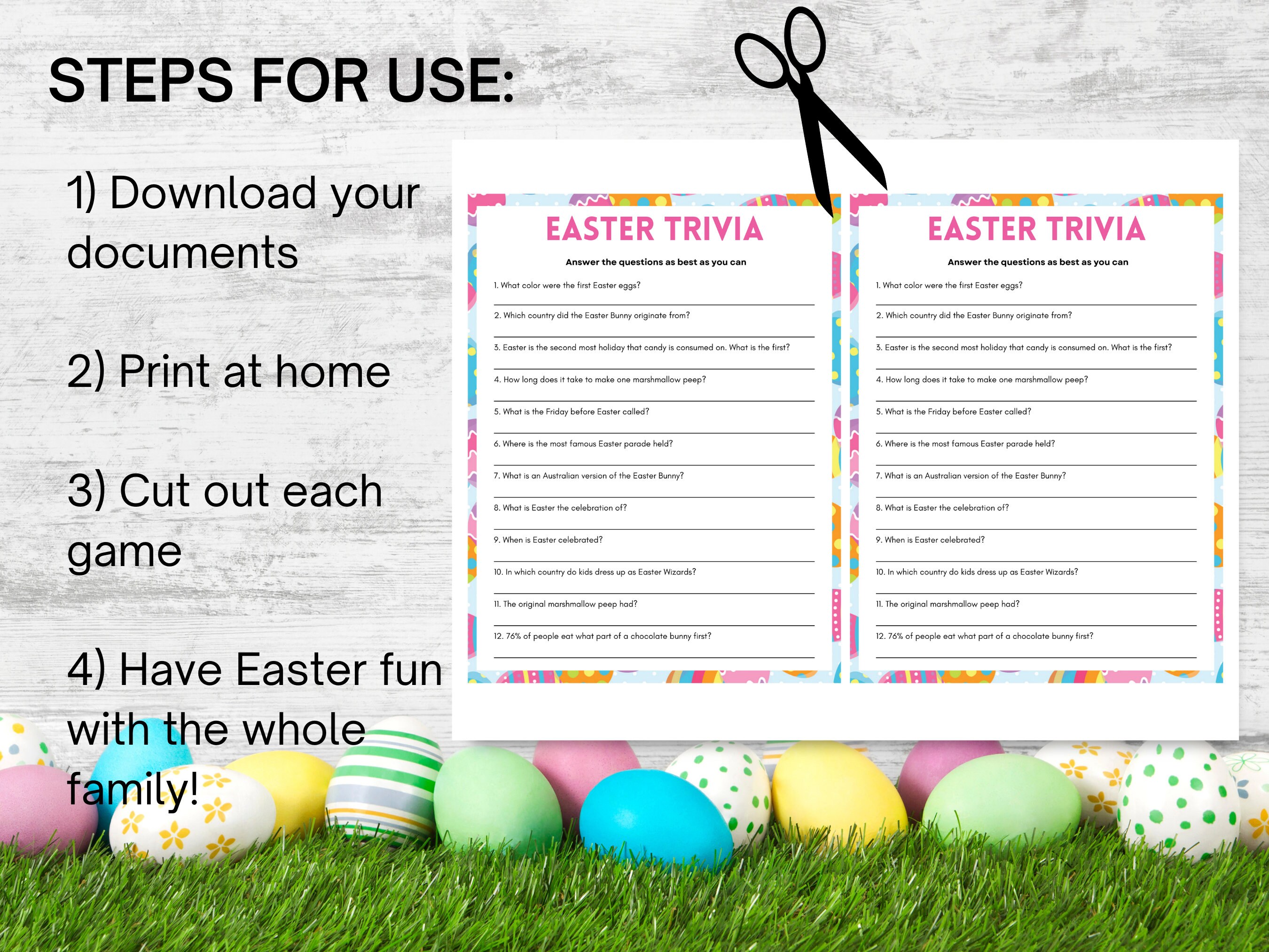 Printable Easter Games, Easter Trivia Game, Easter Scavenger Hunt ...