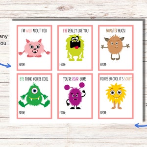Kids Valentine's Cards, Monster Valentines Day Cards, Classroom ...
