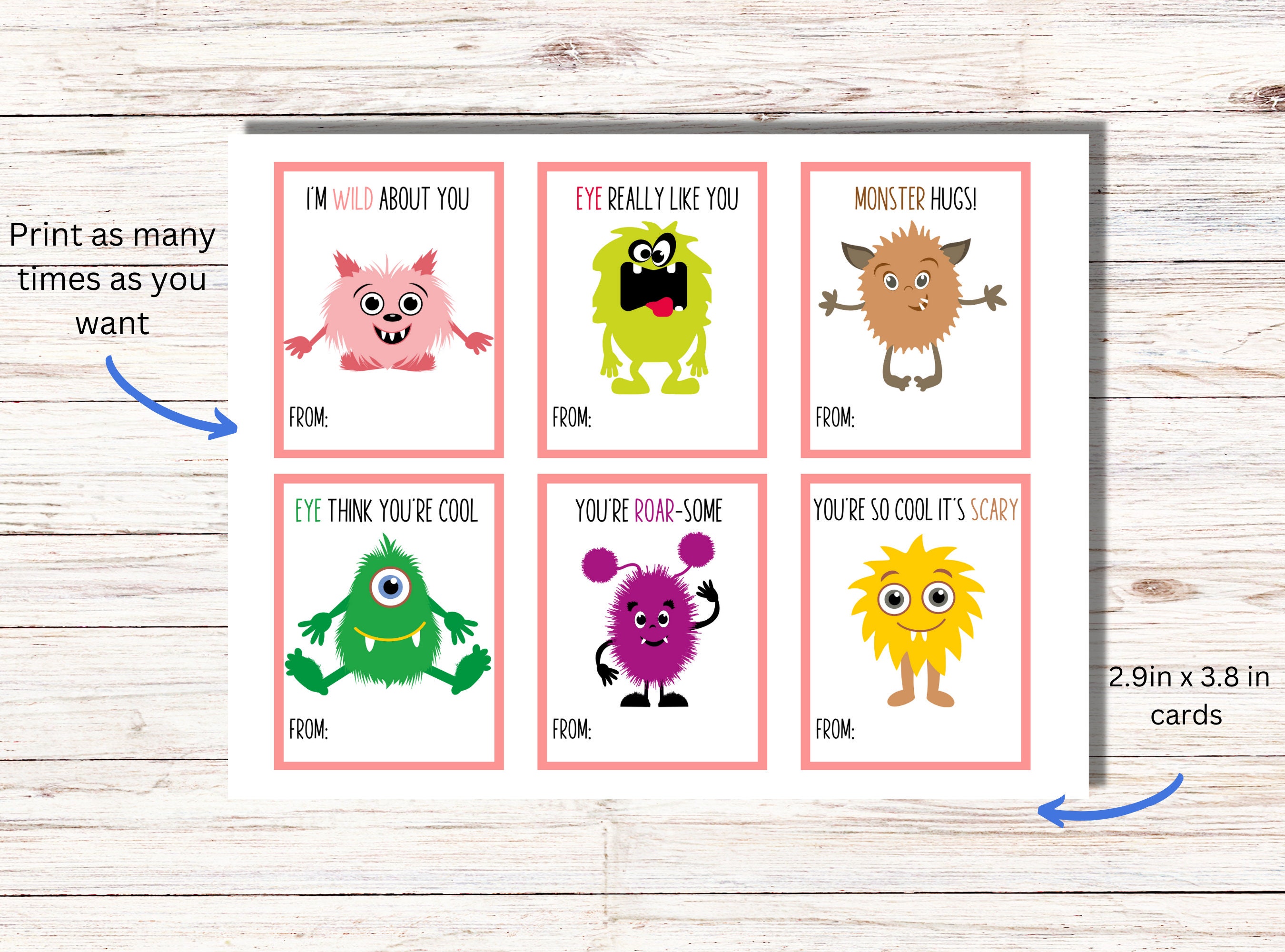 Kids Valentine's Cards, Monster Valentines Day Cards, Classroom ...