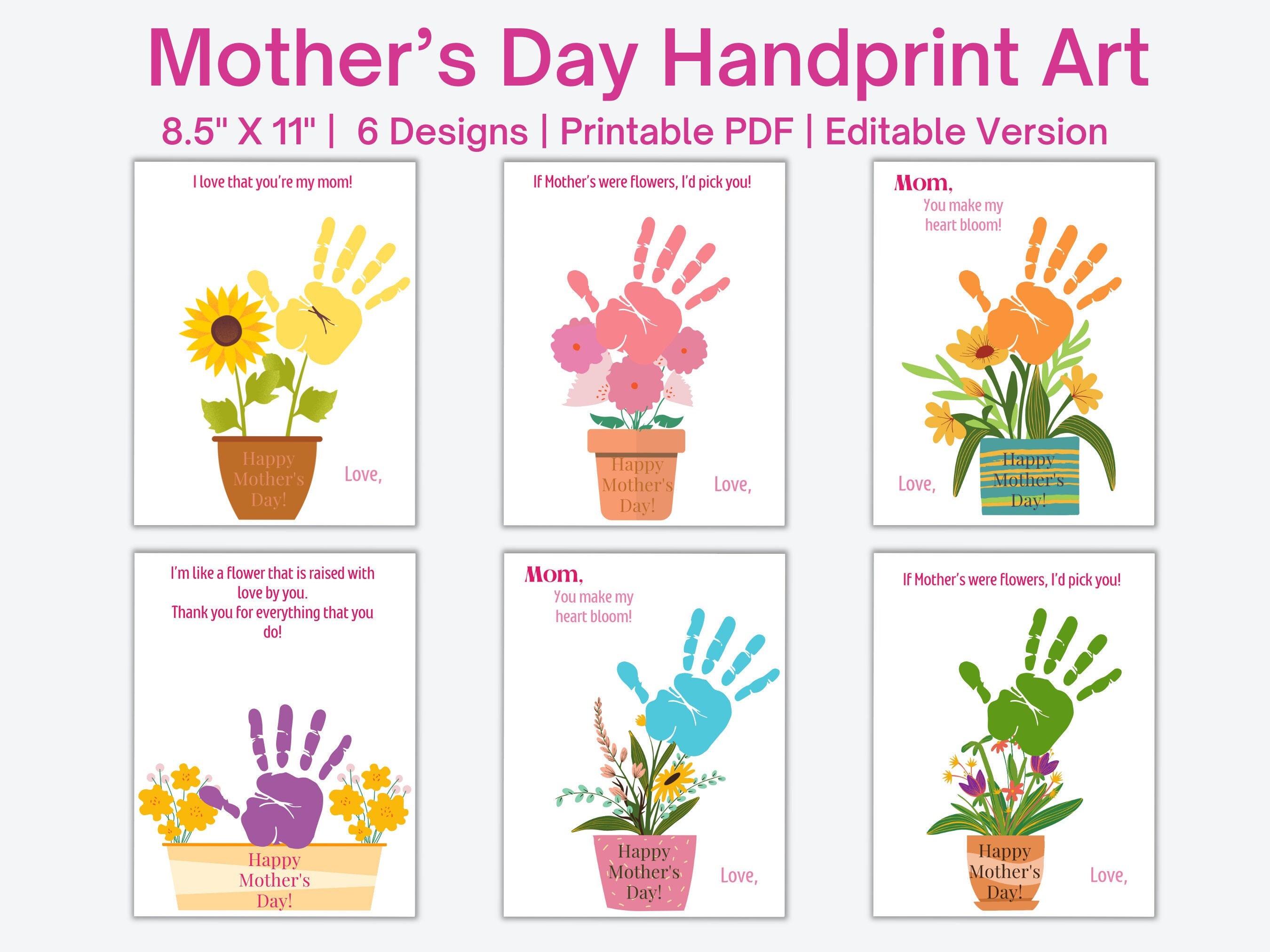 Mothers Day Flower Handprint | Mom Handprint Craft | Handprint Art ...