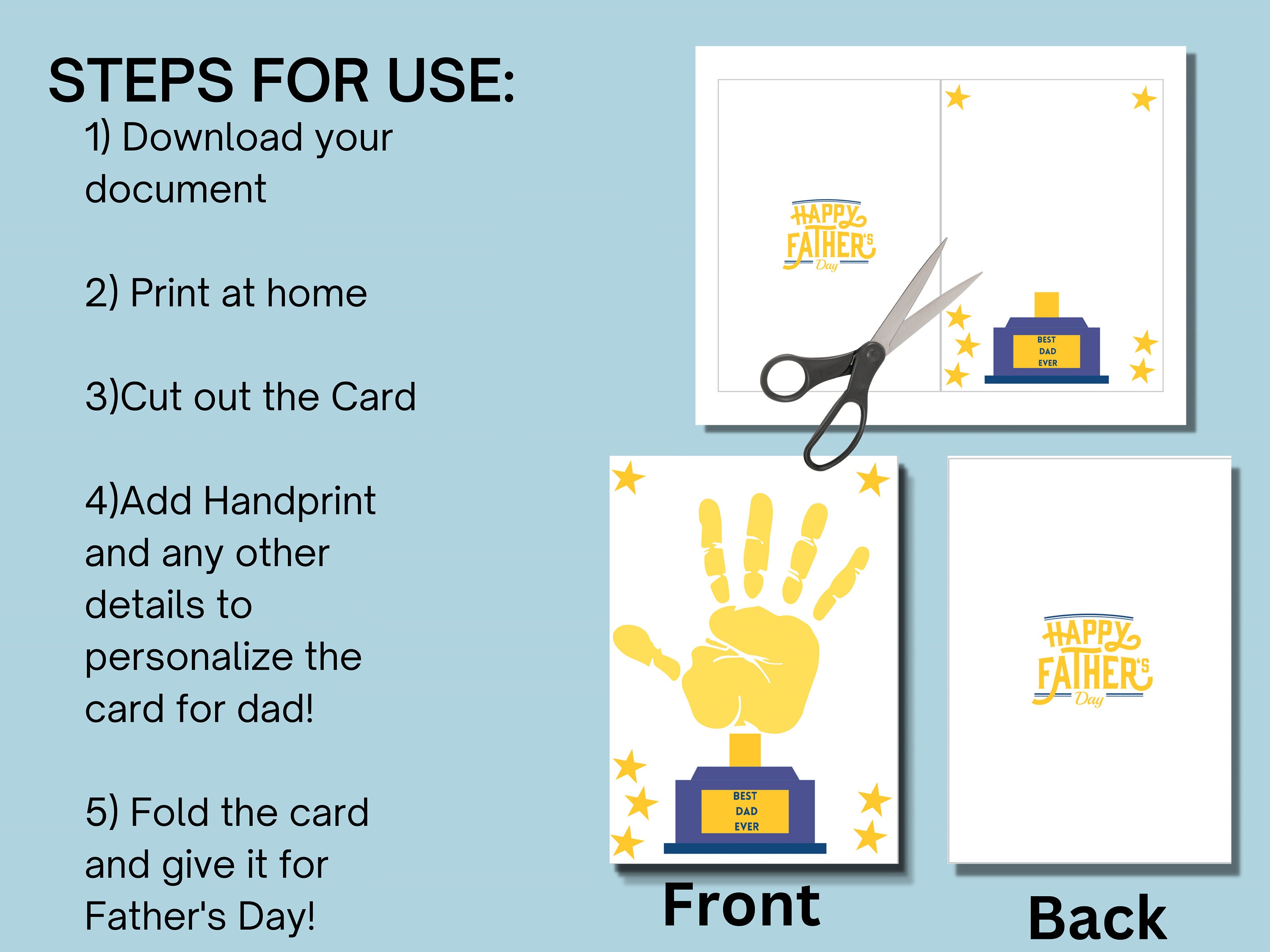 Fathers Day Handprint Craft Card | Diy Gift for Dad | Handprint ...