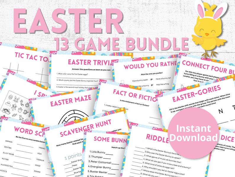 Printable Easter Games, Easter Trivia Game, Easter Scavenger Hunt ...