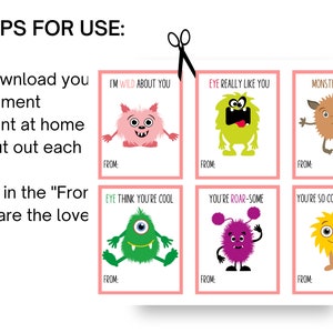 Kids Valentine's Cards, Monster Valentines Day Cards, Classroom ...