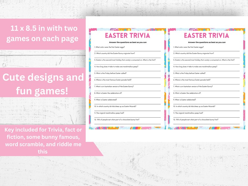 Printable Easter Games, Easter Trivia Game, Easter Scavenger Hunt ...