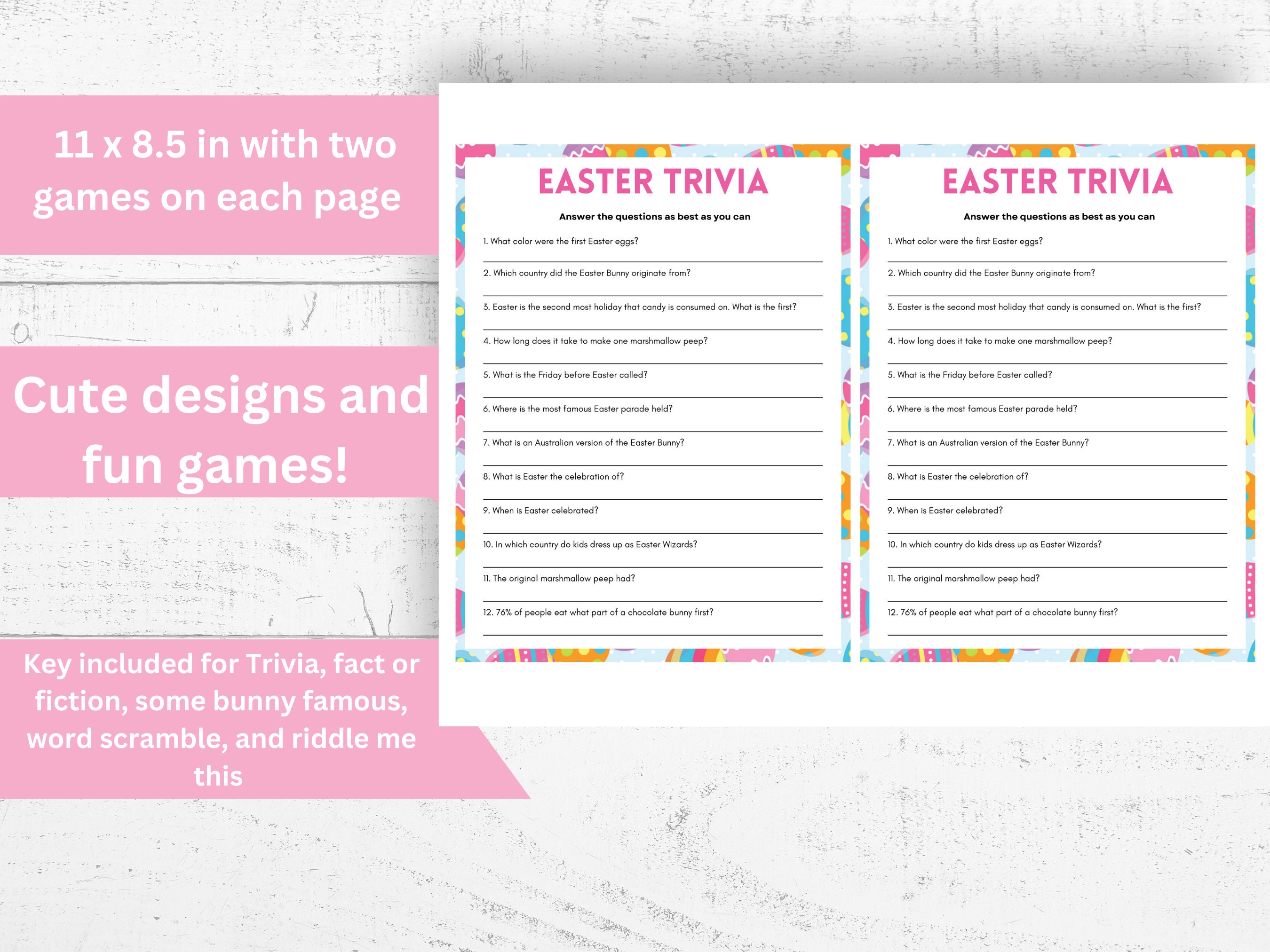 Printable Easter Games, Easter Trivia Game, Easter Scavenger Hunt ...