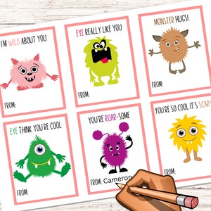 Kids Valentine's Cards, Monster Valentines Day Cards, Classroom ...