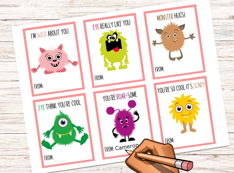 Kids Valentine's Cards, Monster Valentines Day Cards, Classroom ...