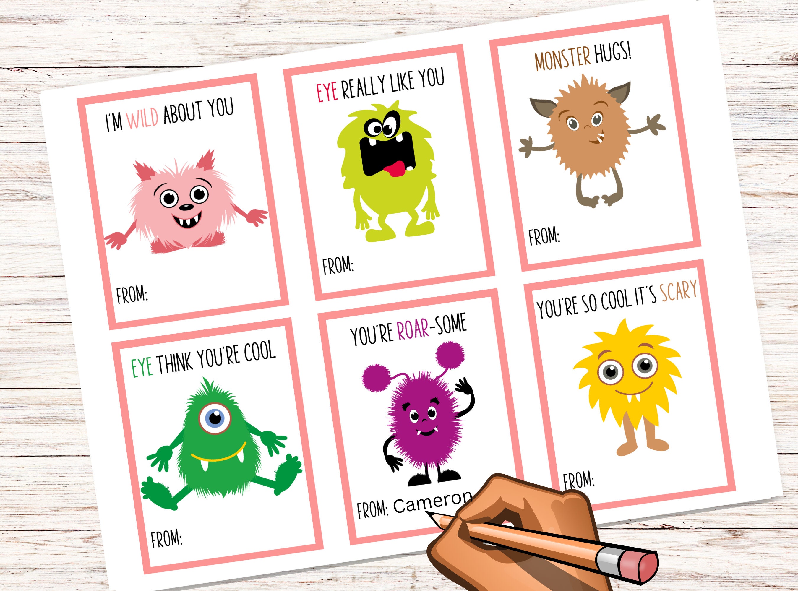 Kids Valentine's Cards, Monster Valentines Day Cards, Classroom ...
