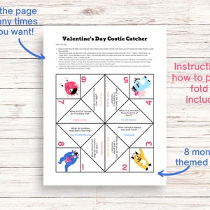 Printable Fortune Teller, Party Games for Kids, Valentine Party Game ...