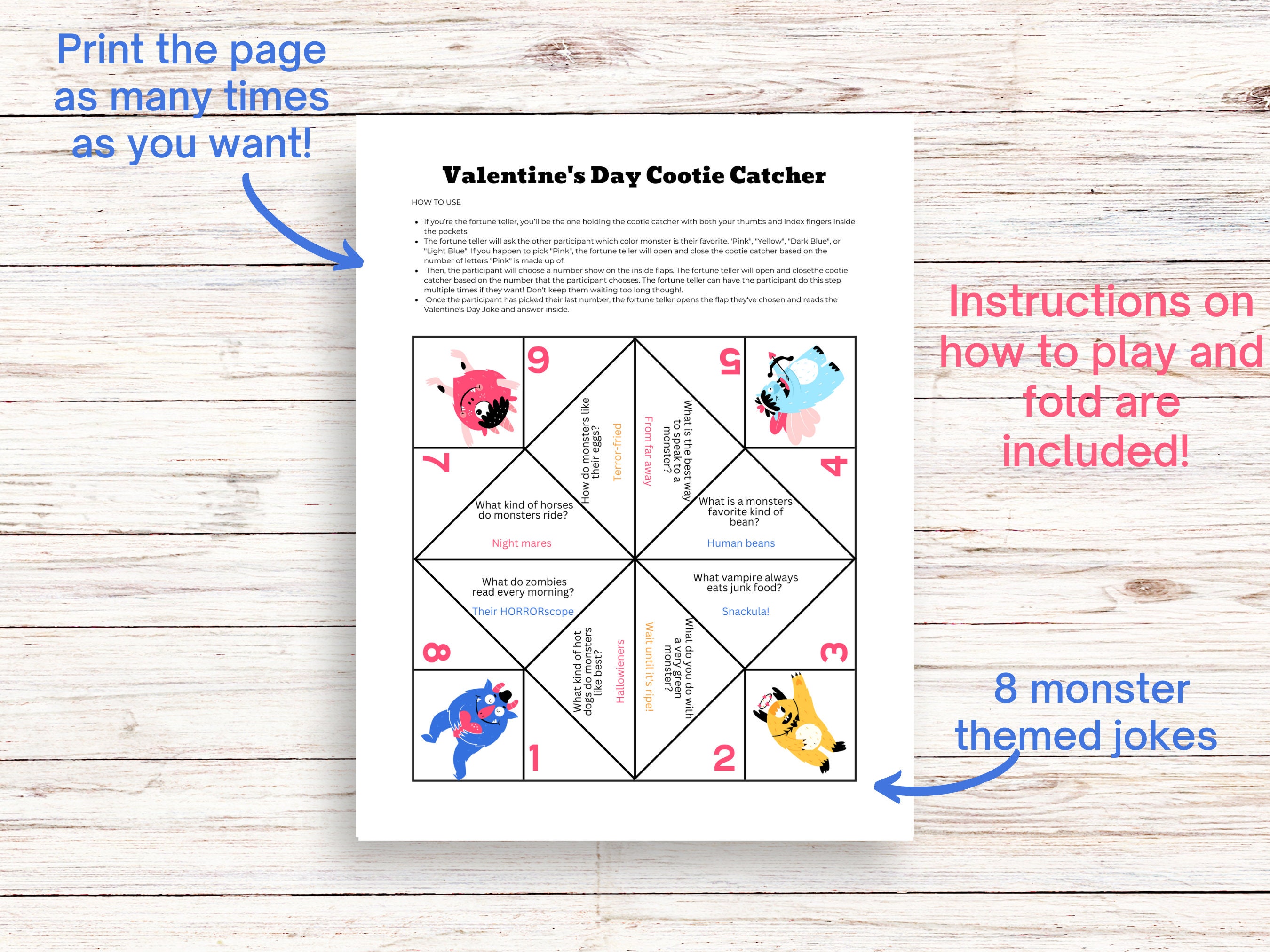 Printable Fortune Teller, Party Games for Kids, Valentine Party Game ...