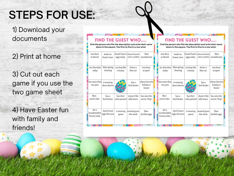 Find the Guest Bingo, Find the Guest Game, Printable Easter Games ...