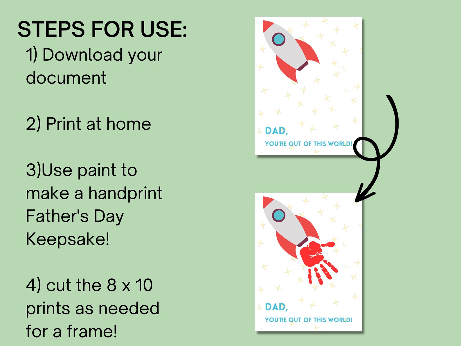 Fathers Day Handprint, Diy Gift for Dad, Fathers Day Gift From Kids ...