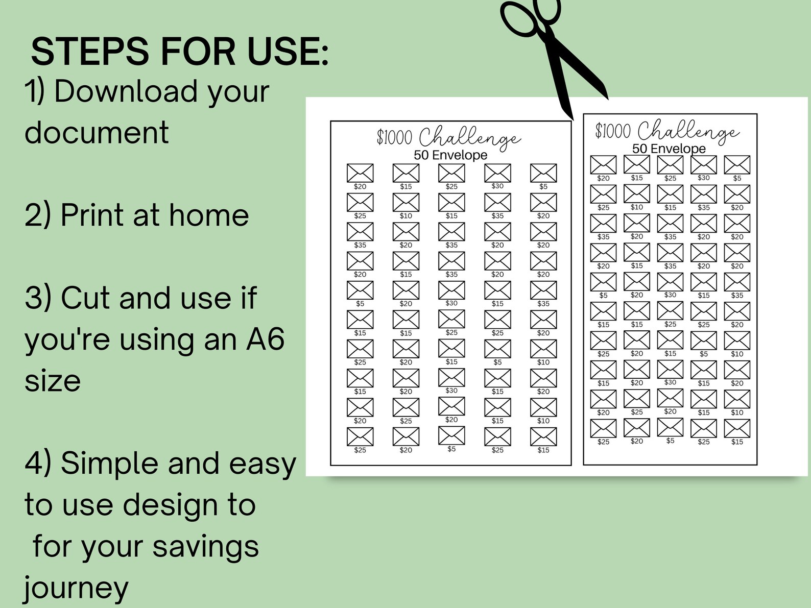 50 Envelope Challenge Bundle Printable, 5000 Savings Challenge, 1000 ...