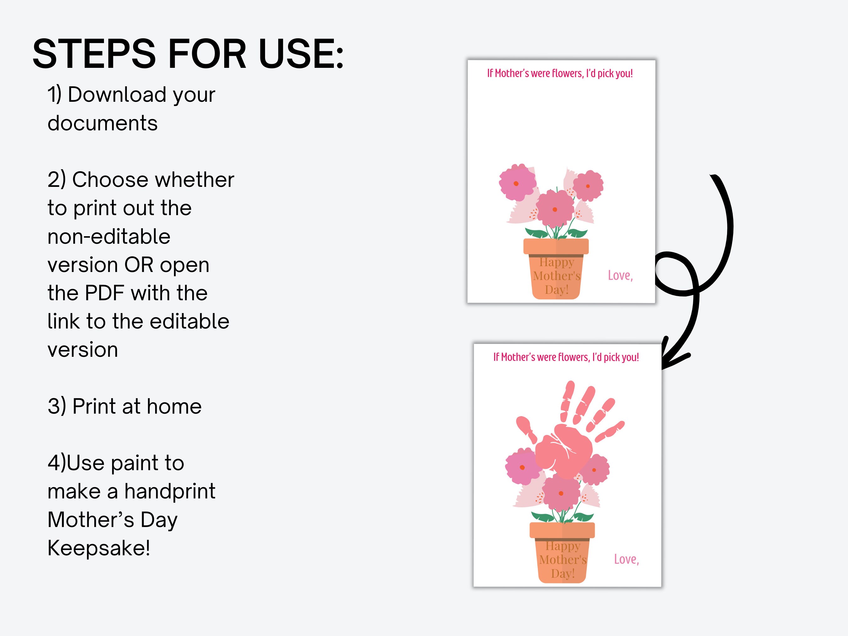 Mothers Day Flower Handprint | Mom Handprint Craft | Handprint Art ...