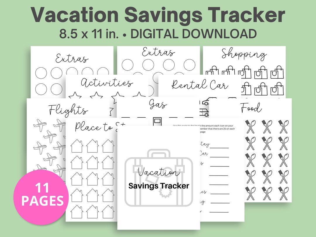 Vacation Savings Tracker, Vacation Fund, Vacation Savings Challenge ...
