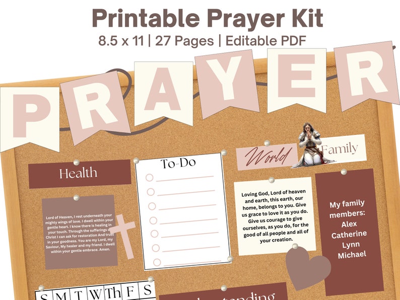 Prayer Board, Editable Prayer Board Kit, Prayer Board Printable, Prayer ...
