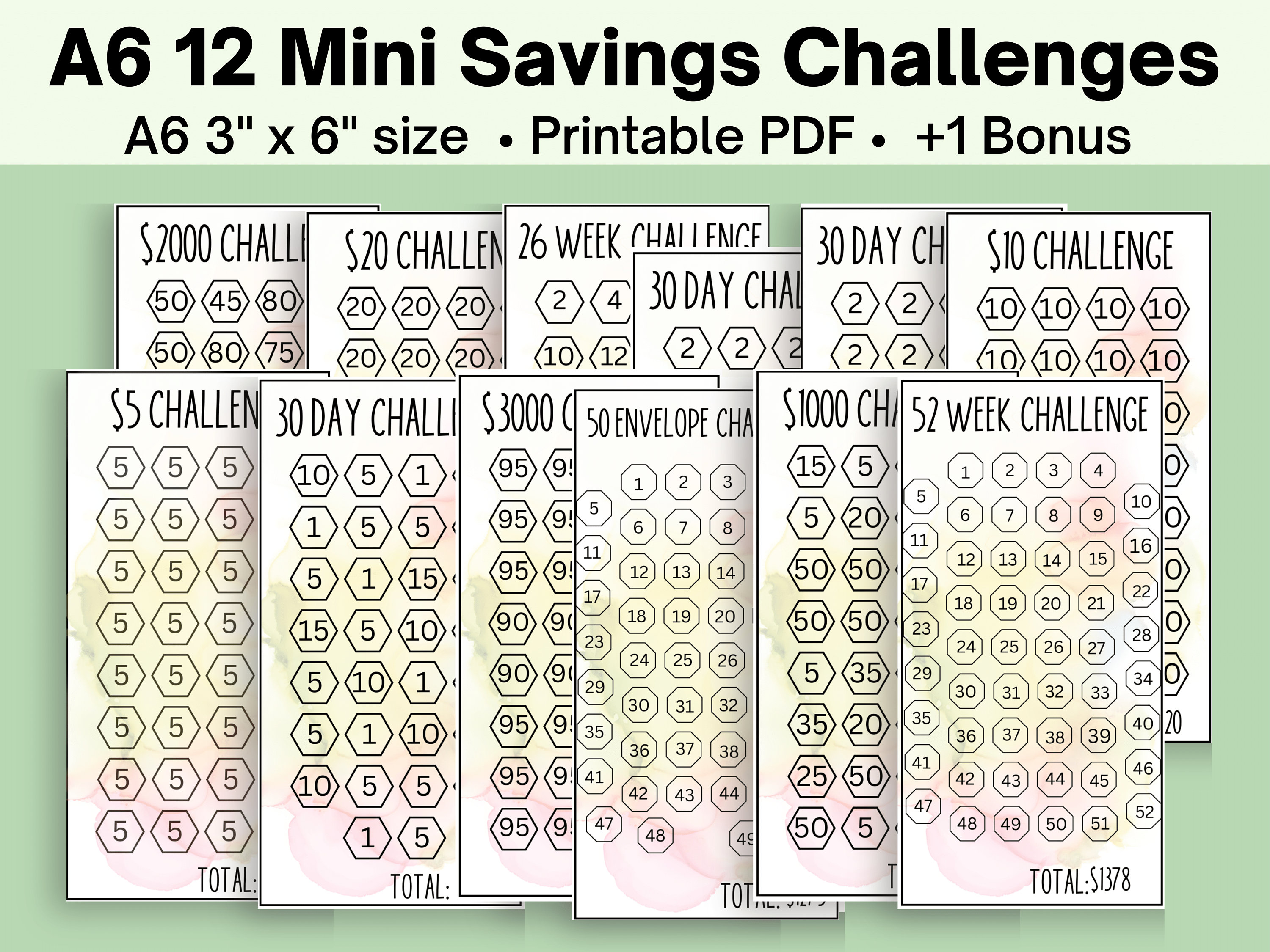 Mini Savings Challenge Savings Challenge Bundle Set of 12 Monthly ...