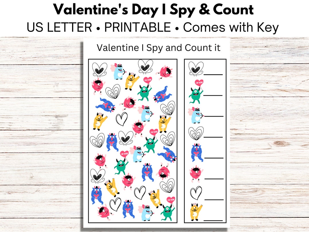 I Spy Printable Valentine's Day Activity for Kids, Valentine's Day ...