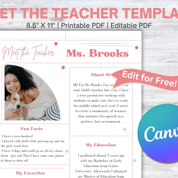 Meet the Teacher All About Me - Etsy