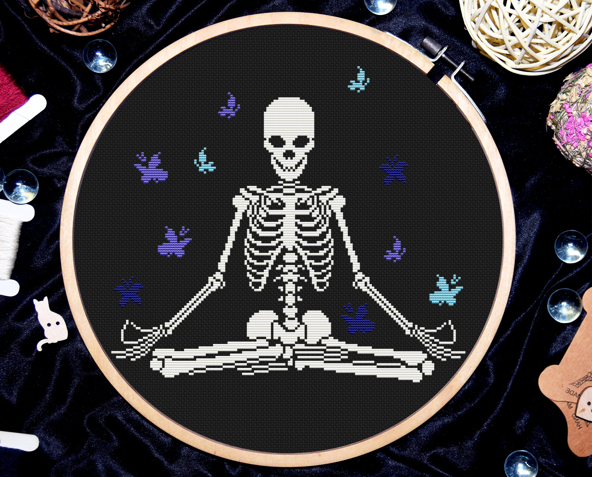 Gothic Cross Stitch Pattern Skeleton Yoga Cross Stitch - Etsy