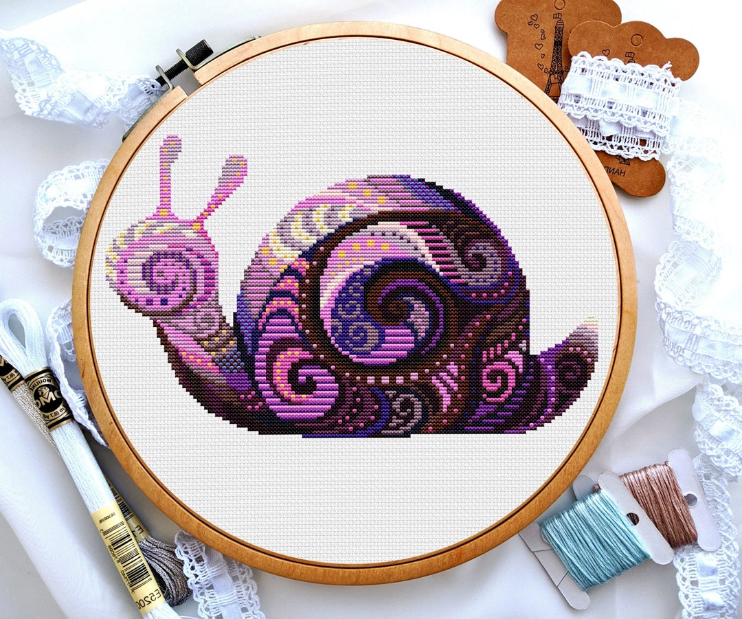 Snail Cross Stitch, Mandala Cross Stitch, Color Animals Cross Stitch ...