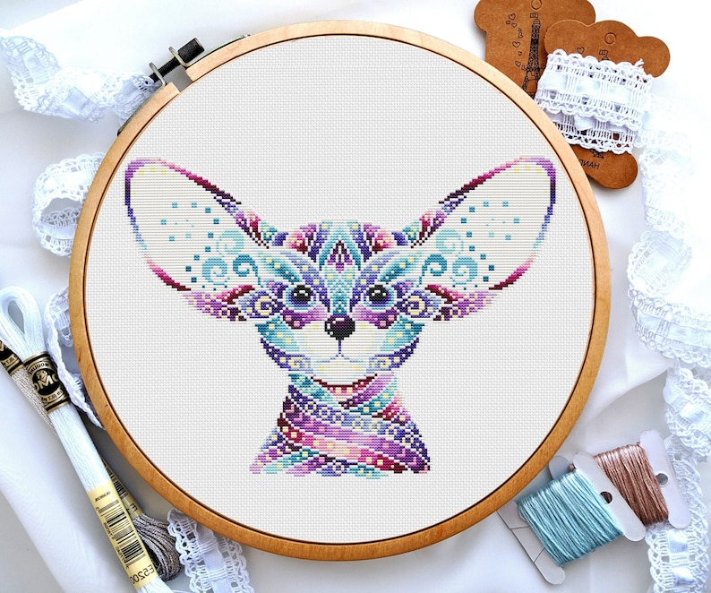 Fox Fennec Cross Stitch Mandala Cross Stitch Animals Cross - Etsy