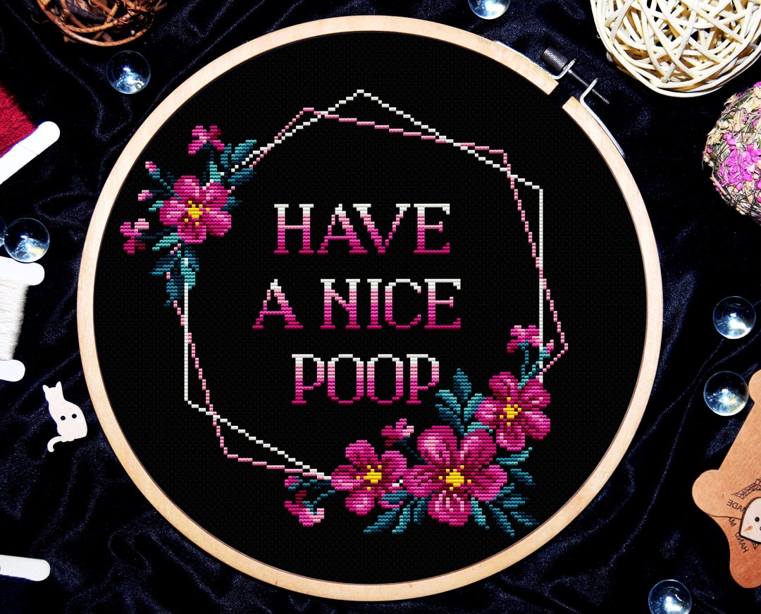 Cross Stitch Quote, Have a Nice Poop Cross Stitch, Subversive Cross ...