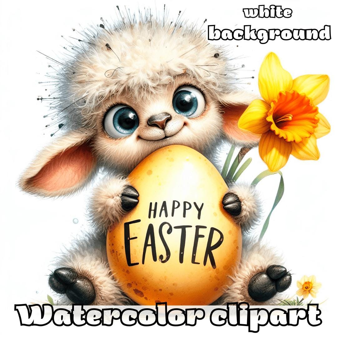 Easter Lamb Watercolor Clipart Set Cute Spring Sheep With Flowers Eggs ...