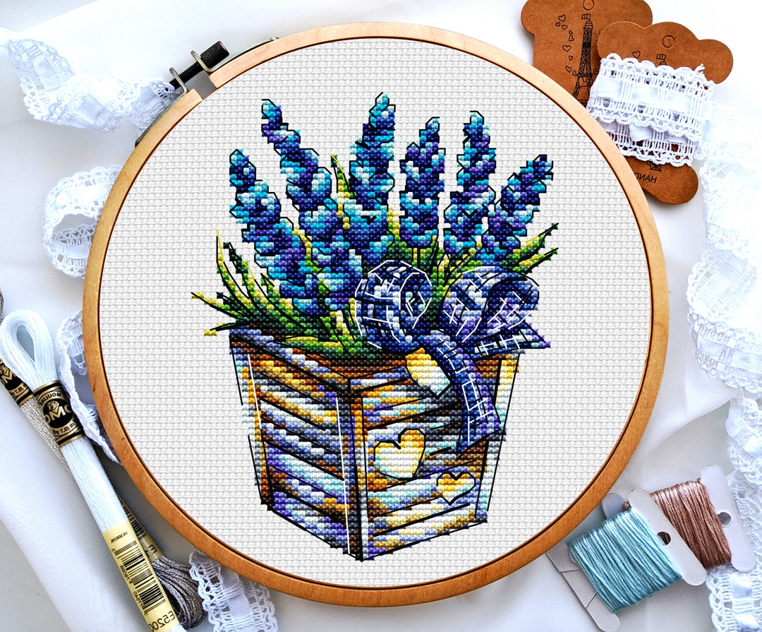 Lavender Cross Stitch, Spring Flowers Cross Stitch, Plants Cross Stitch ...