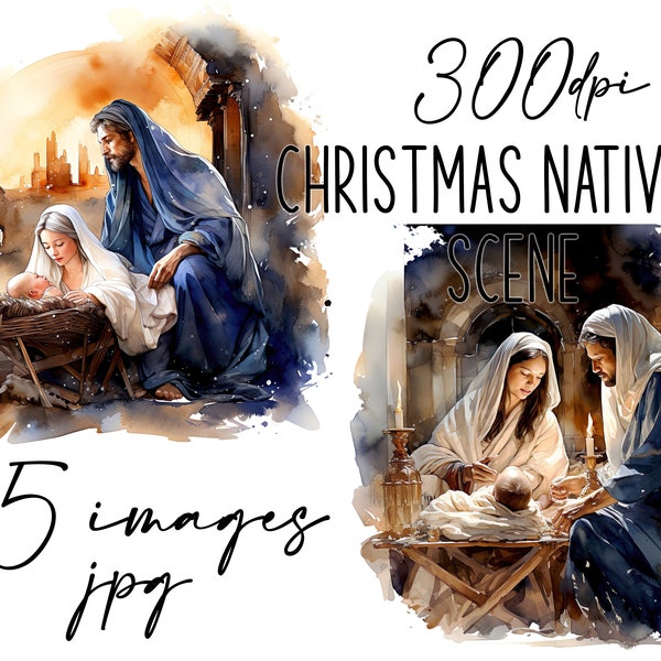 Watercolor Nativity Scene - Etsy