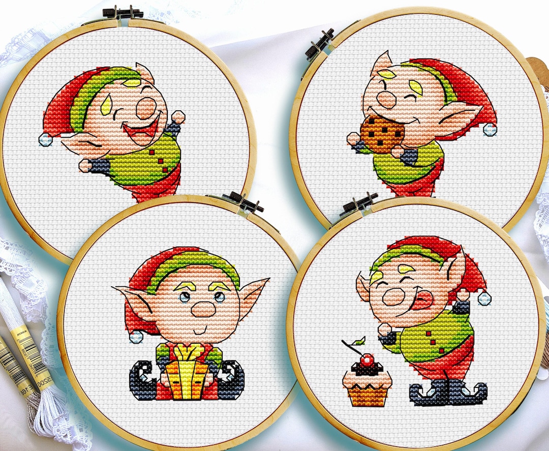 Christmas Elf Cross Stitch Pattern, Funny Christmas Cross Stitch ...