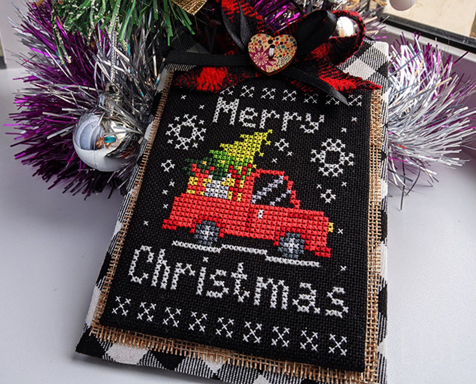 Merry Christmas Cross Stitch Primitive Cross Stitch - Etsy