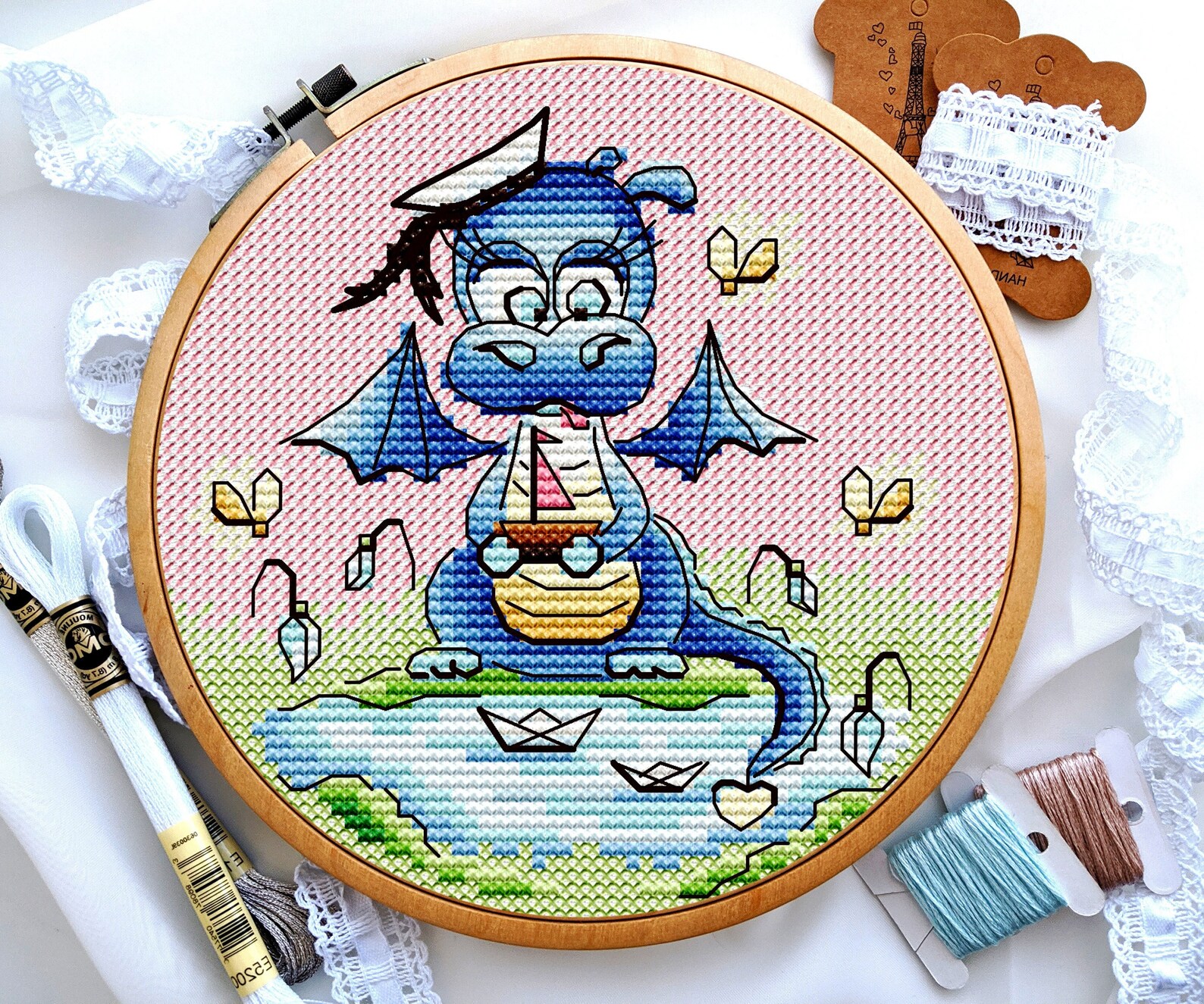 Funny Little Dragon Cross Stitch Pattern Blue Dragon Cross - Etsy