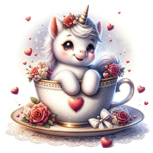 24 JPG Watercolor Animal Valentines Clipart, Cute Unicorn Clipart ...