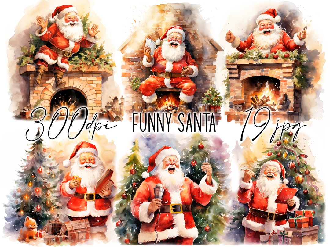 19 JPG Christmas Santa Claus Watercolour Christmas Clipart - Etsy
