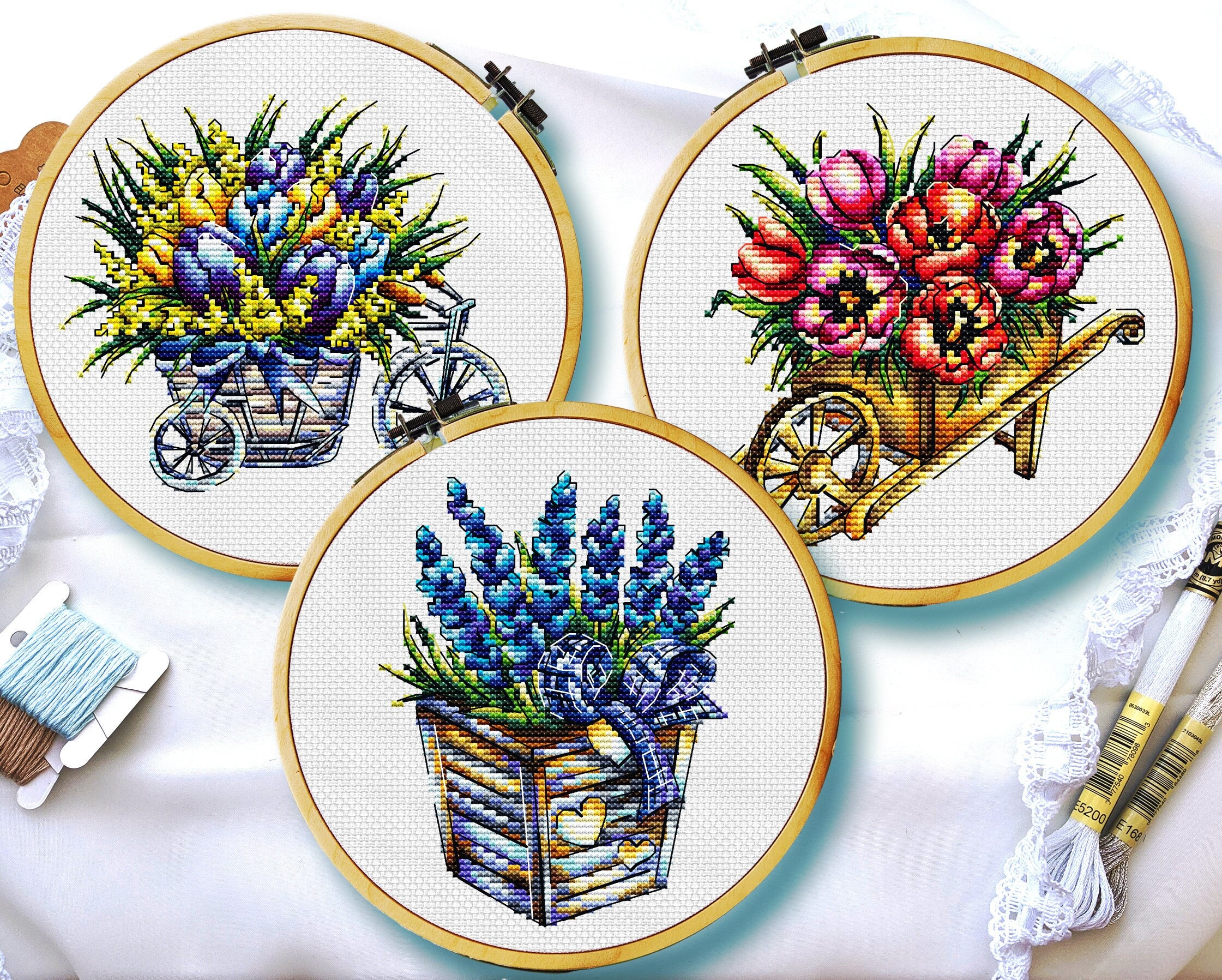 Spring Flowers Cross Stitch Tulips Cross Stitch Crocuses - Etsy