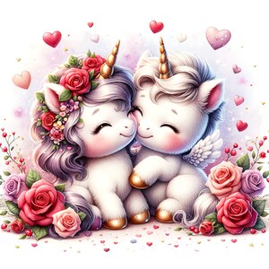 24 JPG Watercolor Animal Valentines Clipart, Cute Unicorn Clipart ...