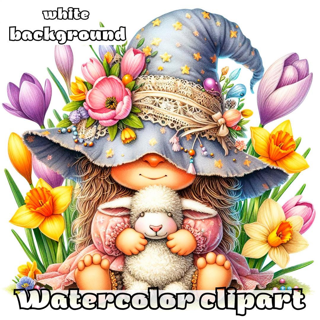 Easter Gnome Watercolor Clipart Set Cute Spring Gnomes With Chicks ...