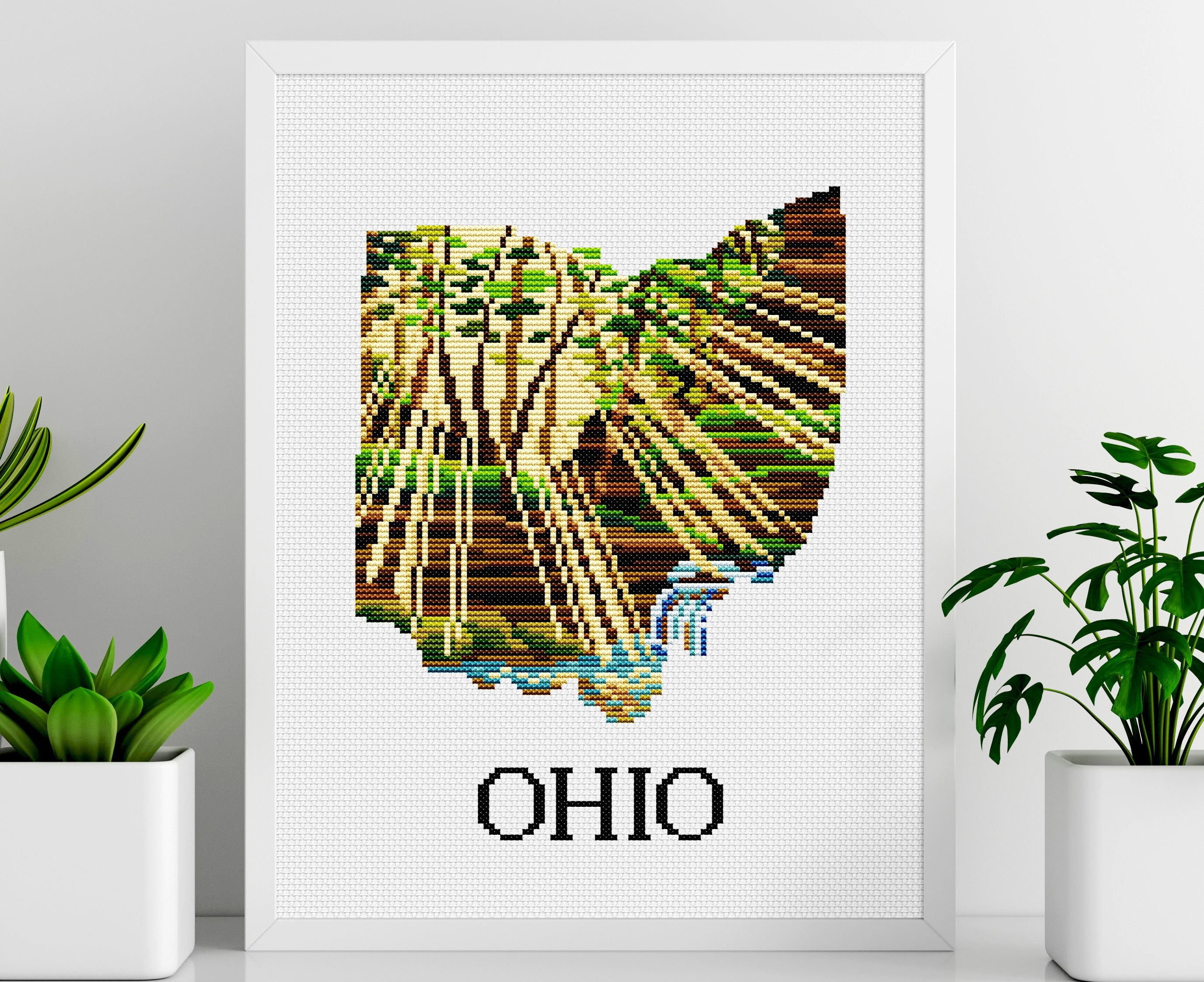 Silhouette Ohio Cross Stitch US States Cross Stitch - Etsy
