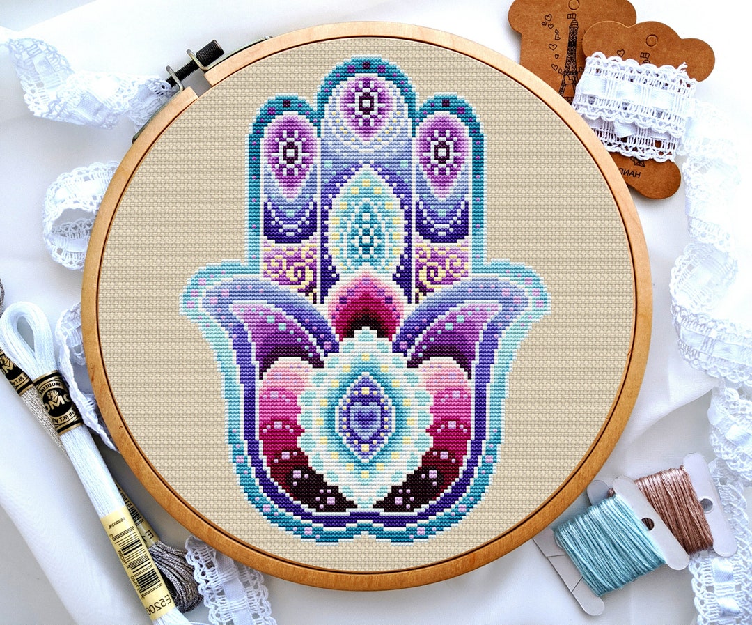 Mandala Cross Stitch, Hamsa Hand Cross Stitch, Zen Cross Stitch ...