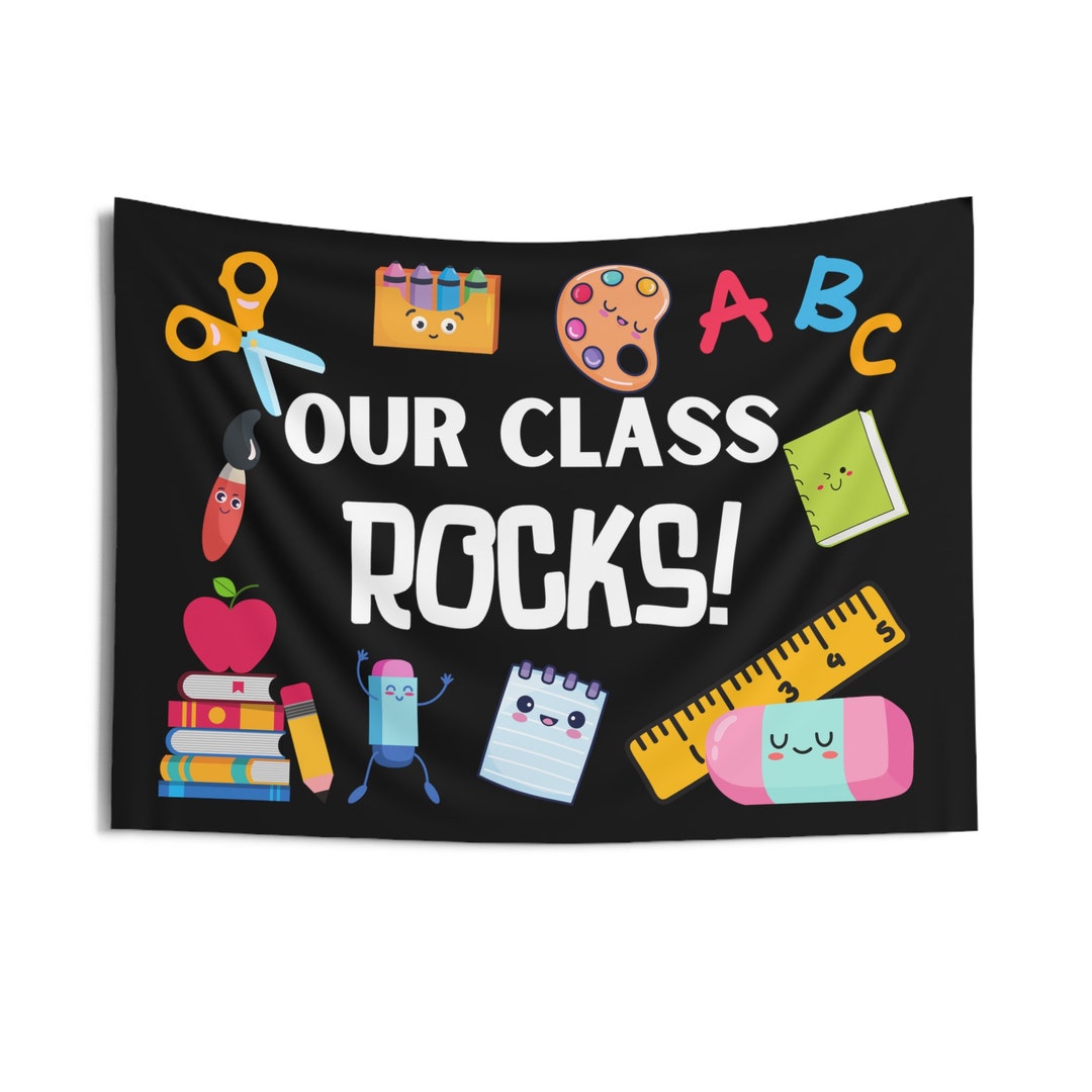 Our Class Rocks Classroom Tapestry black - Etsy