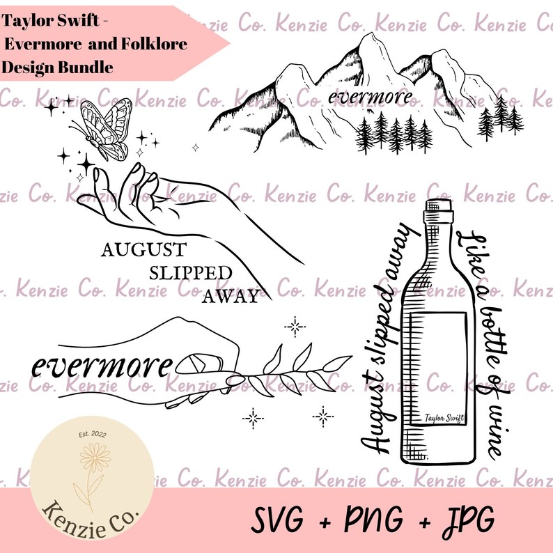 Taylor Swift Svg Design Bundle of 4 Folklore Evermore SVG/PNG/JPG ...