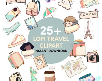 Downloadable Cute Travel Clip Art - Printable Travel Clip Art Set - 70 ...