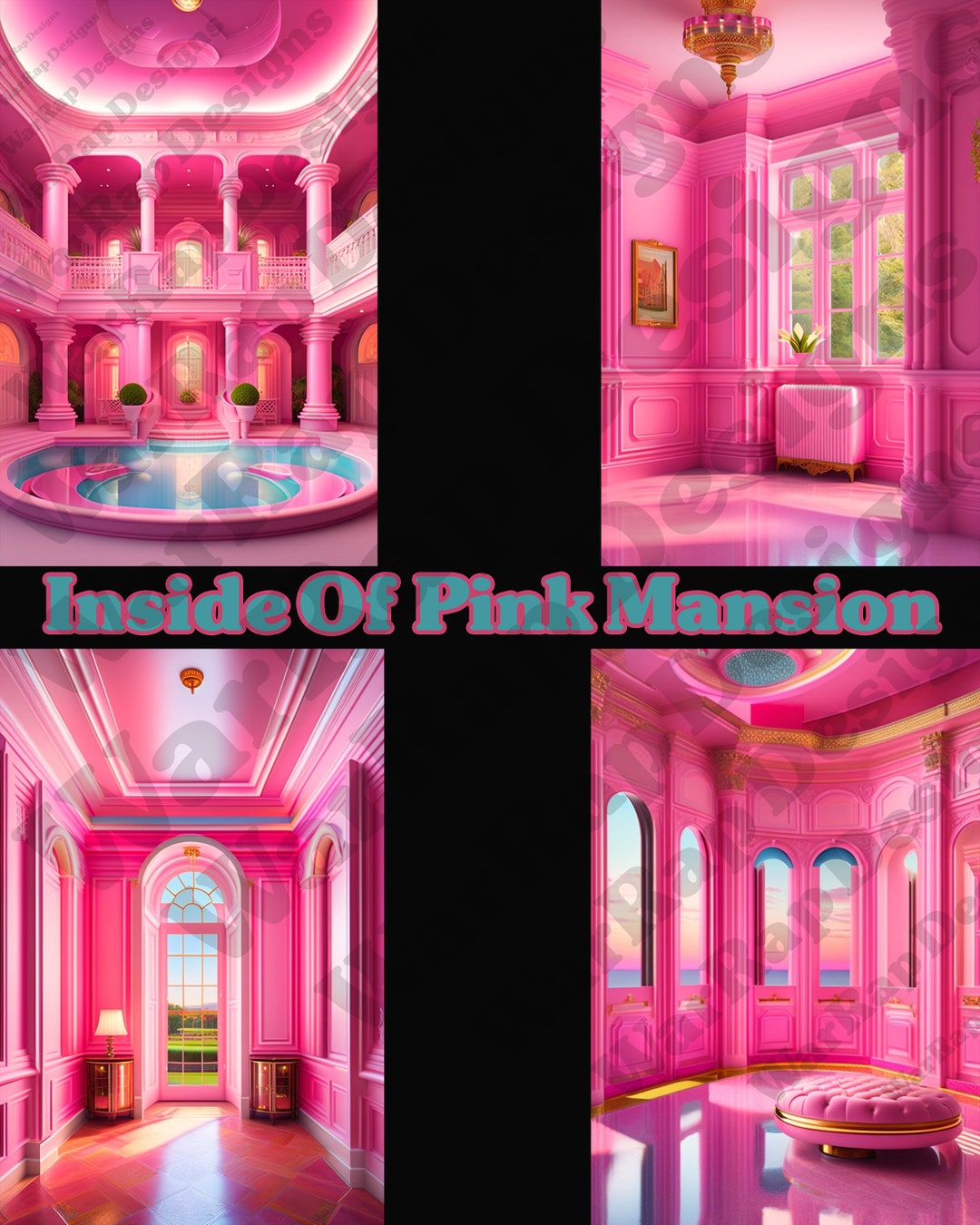 Inside of Pink Mansion 3 - Etsy